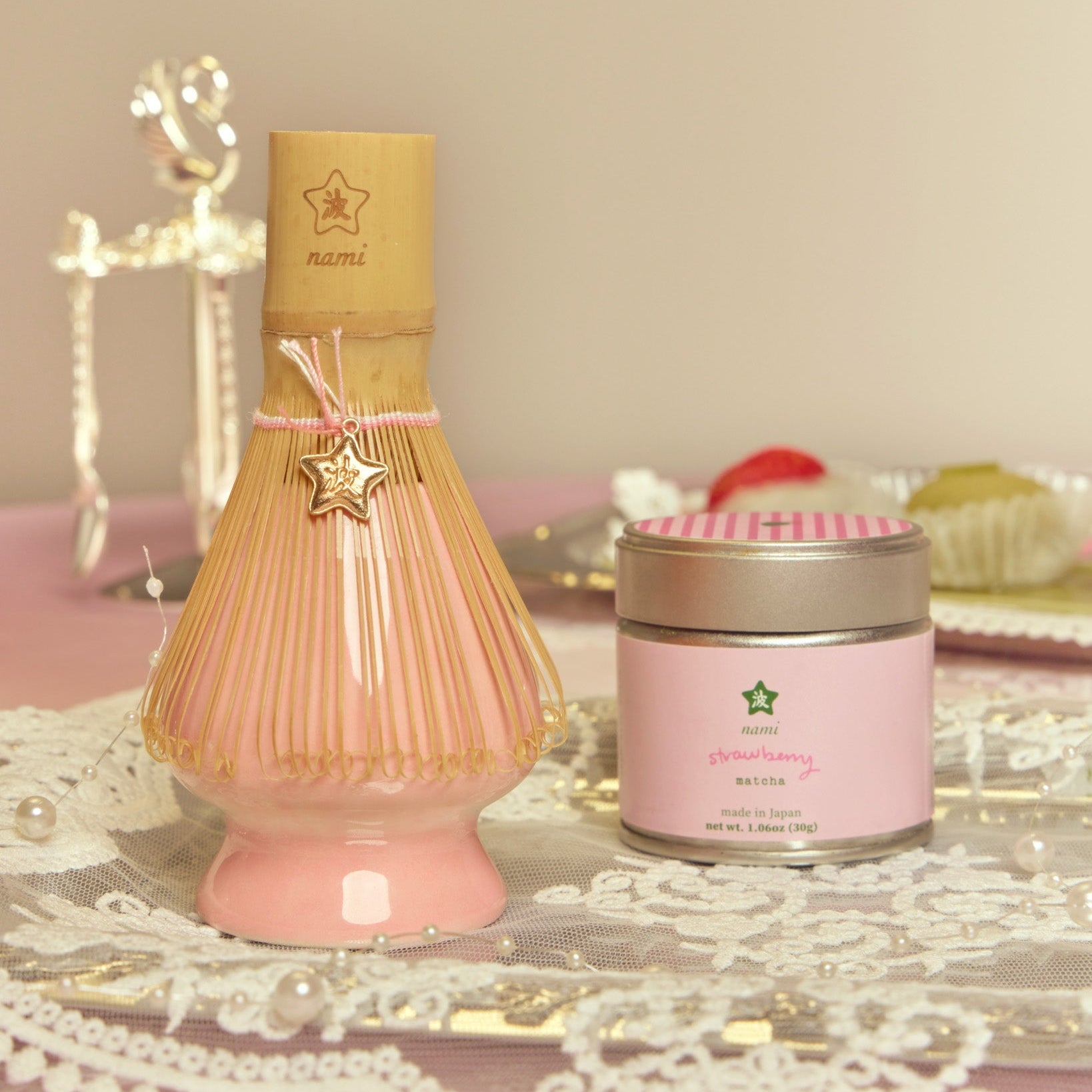 Strawberry Matcha + Charm Whisk Duo – Nami Matcha